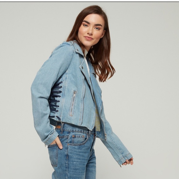 Current Air | Jackets & Coats | Nwt Current Air Lace Up Denim Jacket ...
